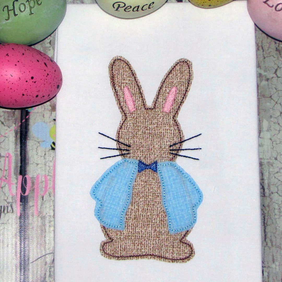 Boy Rabbit Machine Applique Design, Easter Bunny Embroidery File - Etsy