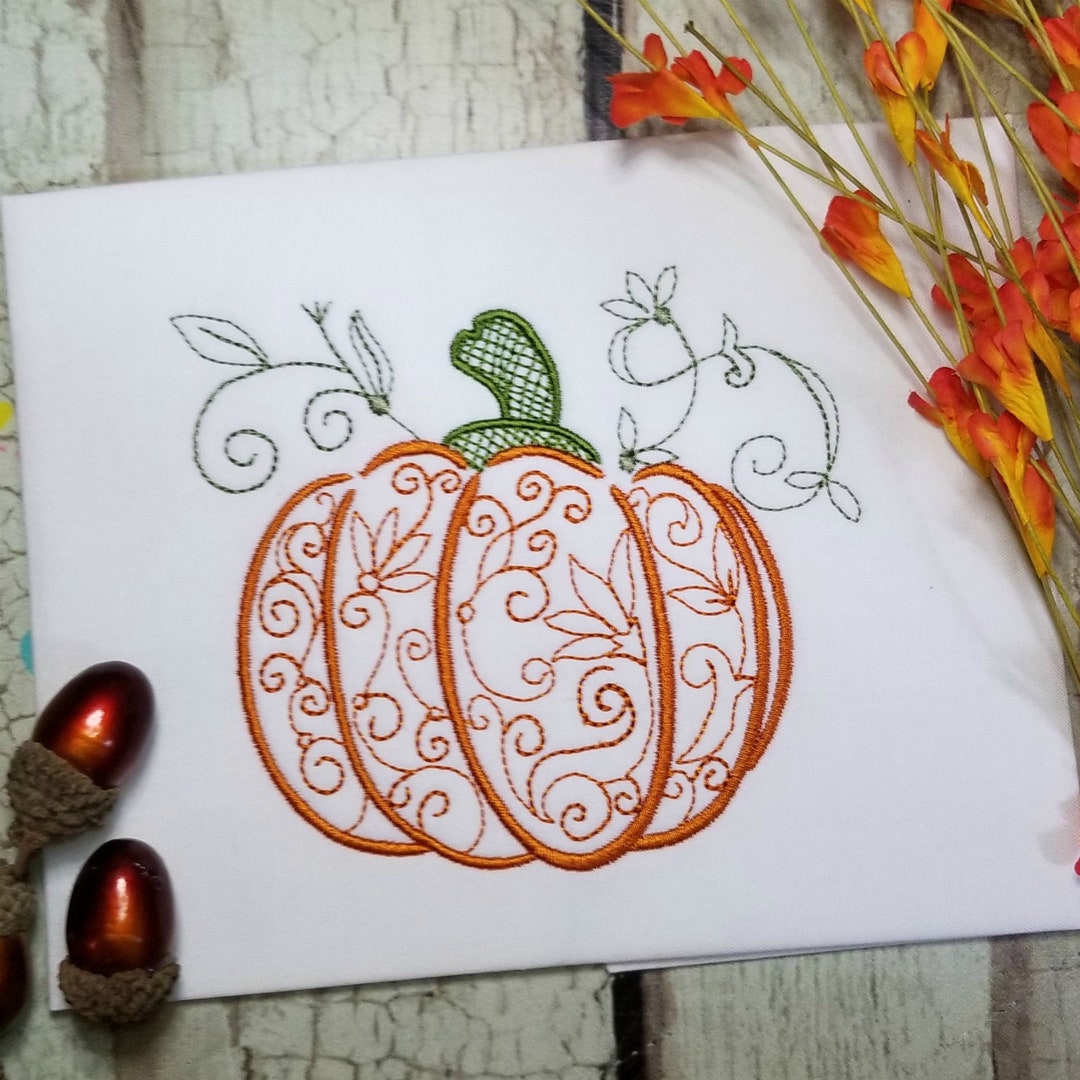 Pumpkin Machine Embroidery Design, Thanksgiving and Fall Embroidery ...