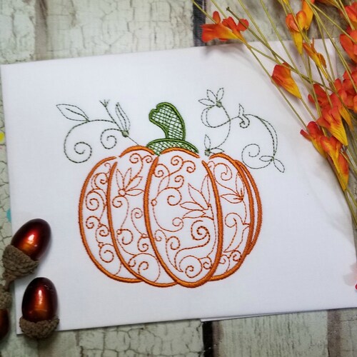 Scroll Pumpkin Machine Embroidery Design - Etsy