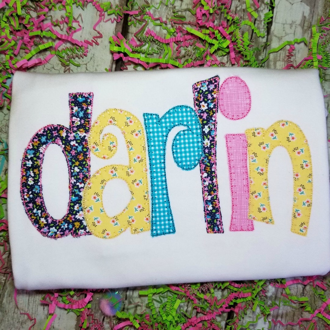 Darlin Machine Applique Word in Blanket Stitch, Digital Download - Etsy