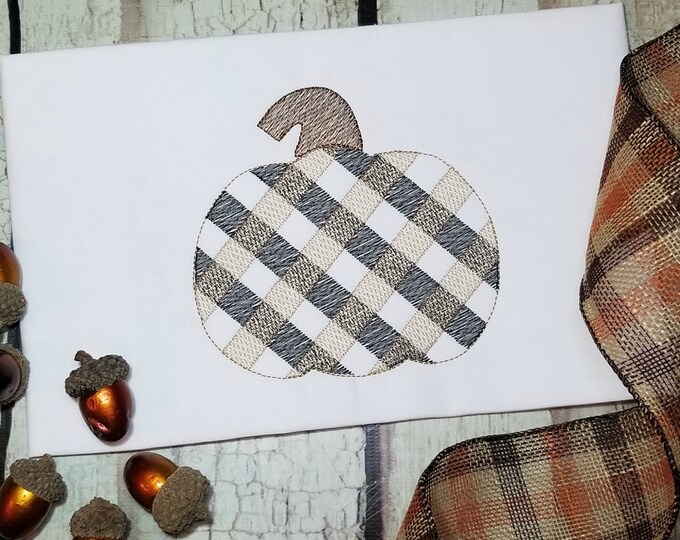 Gingham Corcucopia Sketch Stitch Embroidery Design File, Fall ...