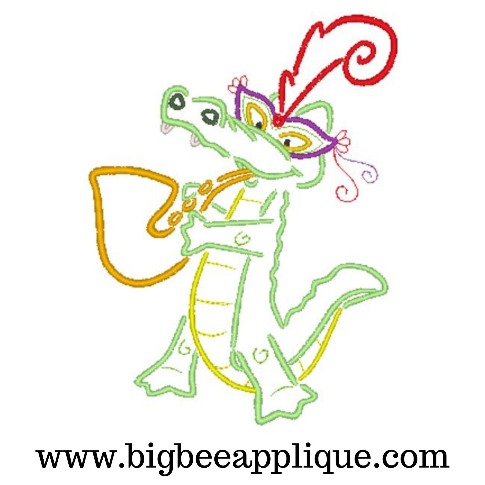 Alligator Machine Embroidery Design, Mardi Gras Embroidery, Gator ...