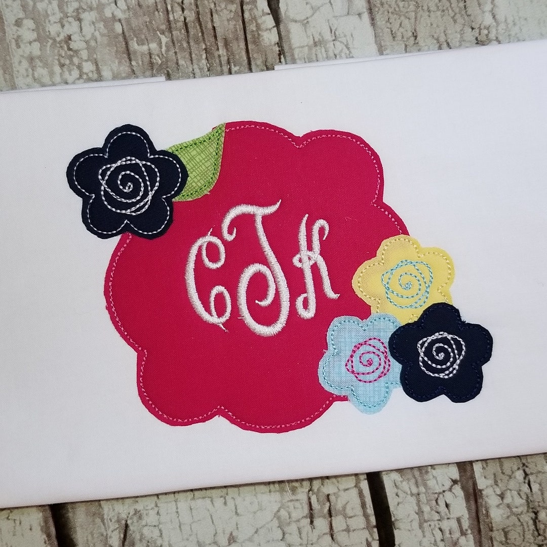 Monogram Frame Machine Applique Design, Flower Embroidery Design - Etsy