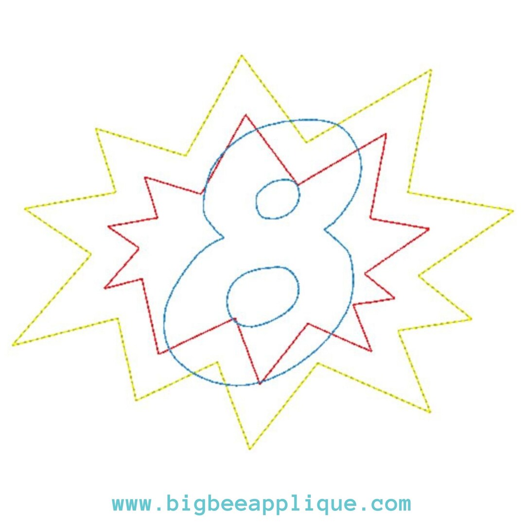 8th Superhero Birthday Machine Applique Design, Superhero Embroidery ...