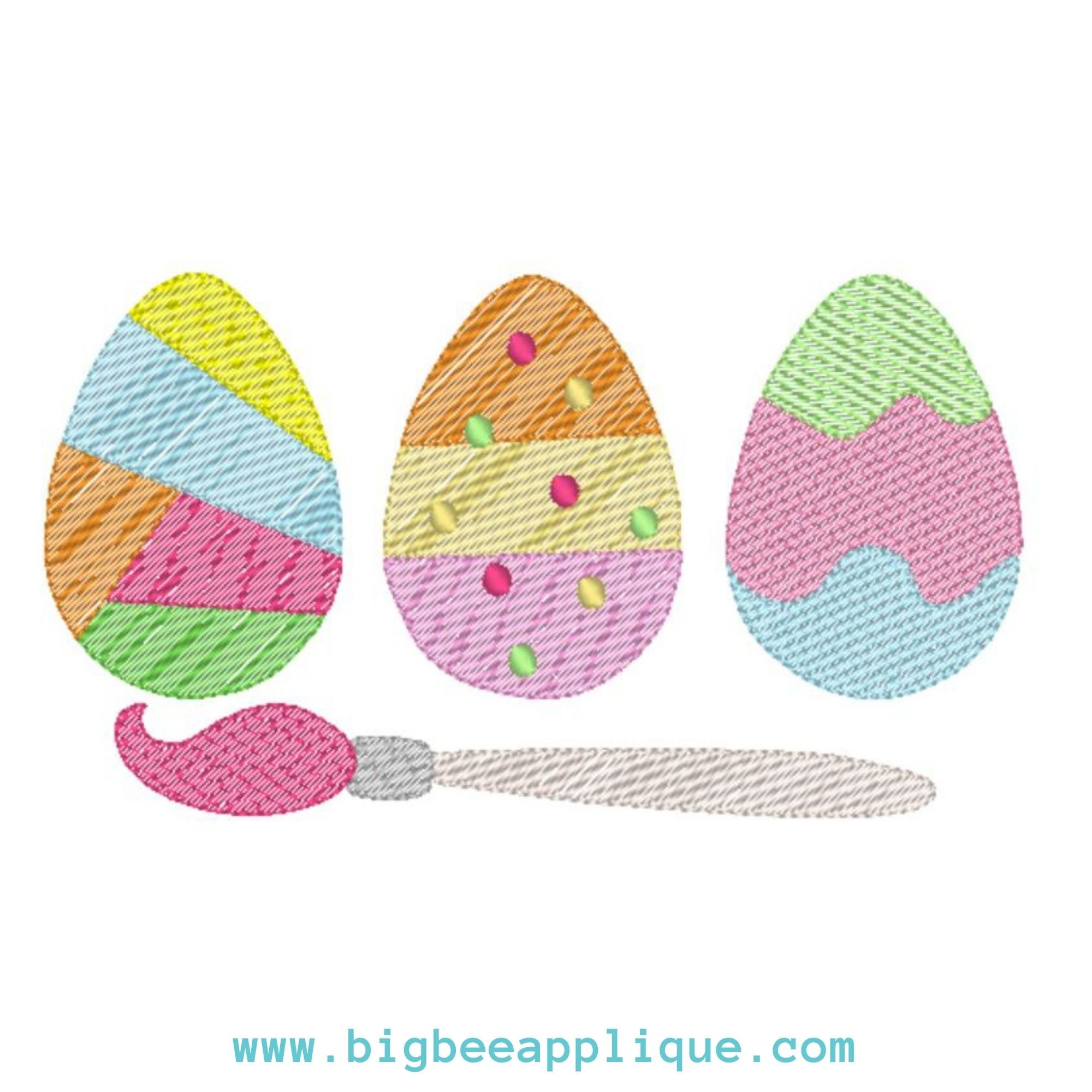 Easter Eggs Trio Machine Embroidery Design Easter Sketch | Etsy