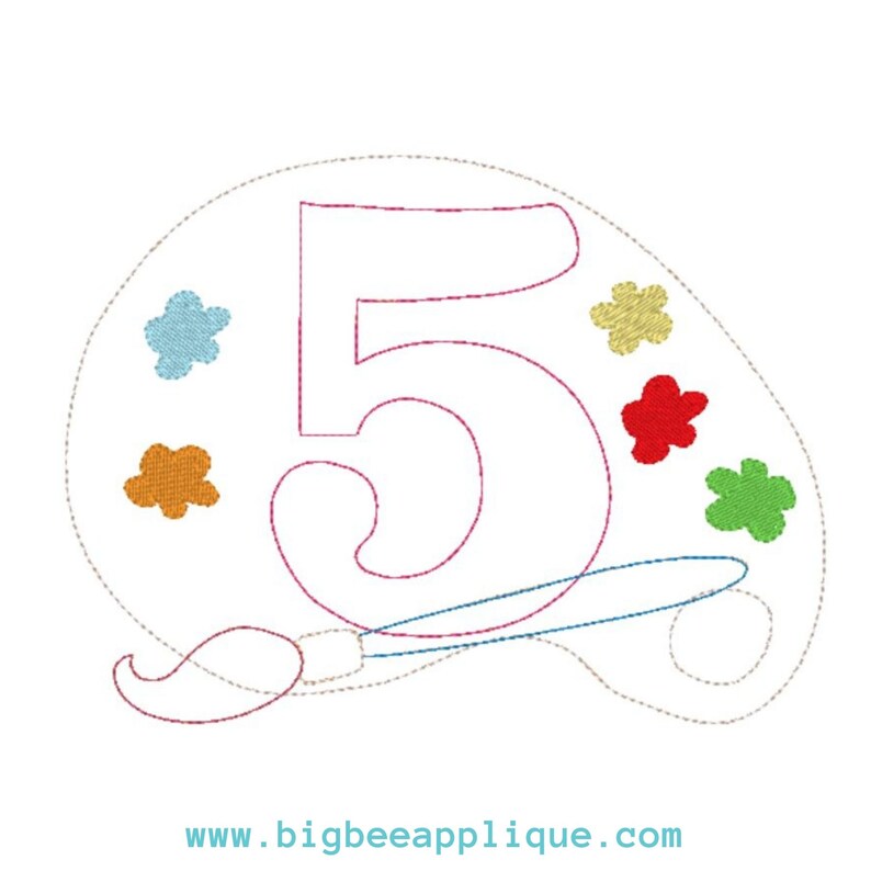 5th Birthday Paint Number Machine Applique Design Paintl - Etsy