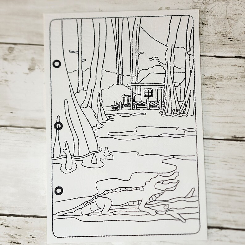 In the Hoop Embroidery Coloring Pages Louisiana Swamp - Etsy