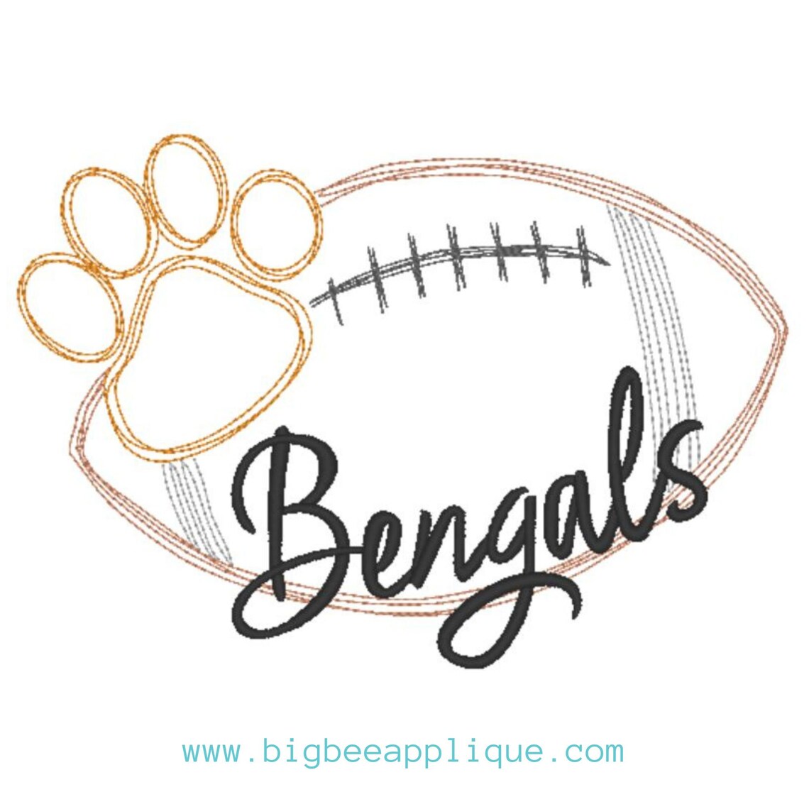 Bengals Football Machine Embroidery Design Scribble Football - Etsy