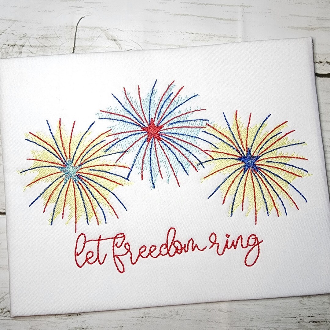 Fireworks Trio Machine Embroidery Design, July 4th Sparklers Embroidery ...
