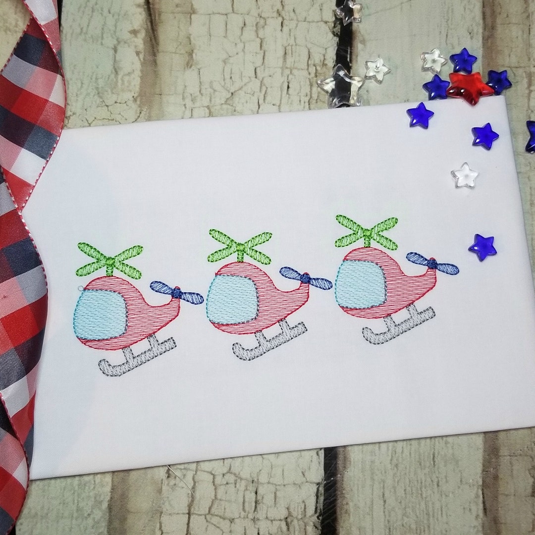 Helicopter Trio Machine Embroidery Design, Sketch Stitch Embroidery - Etsy