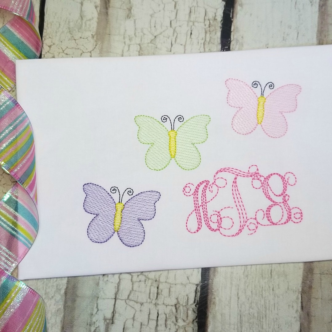Butterfly Machine Embroidery Design, Spring Embroidery Design, Sketch ...