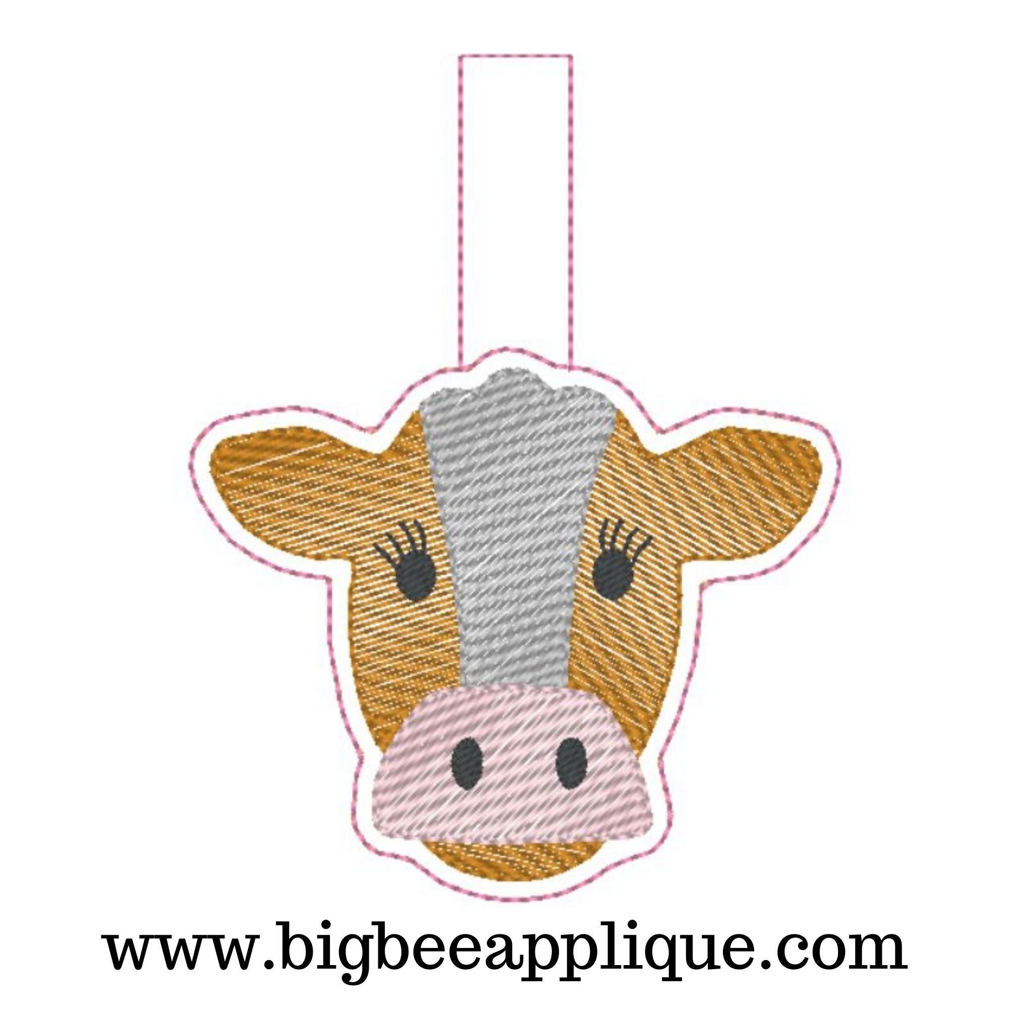 Cow Key Fob in the Hoop Embroidery Design ITH Cow Snap Tab - Etsy
