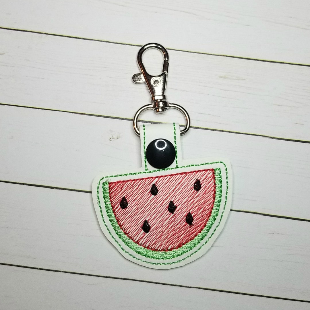 Watermelon in the Hoop Key Fob Embroidery Design, ITH Snap Tab Summer ...