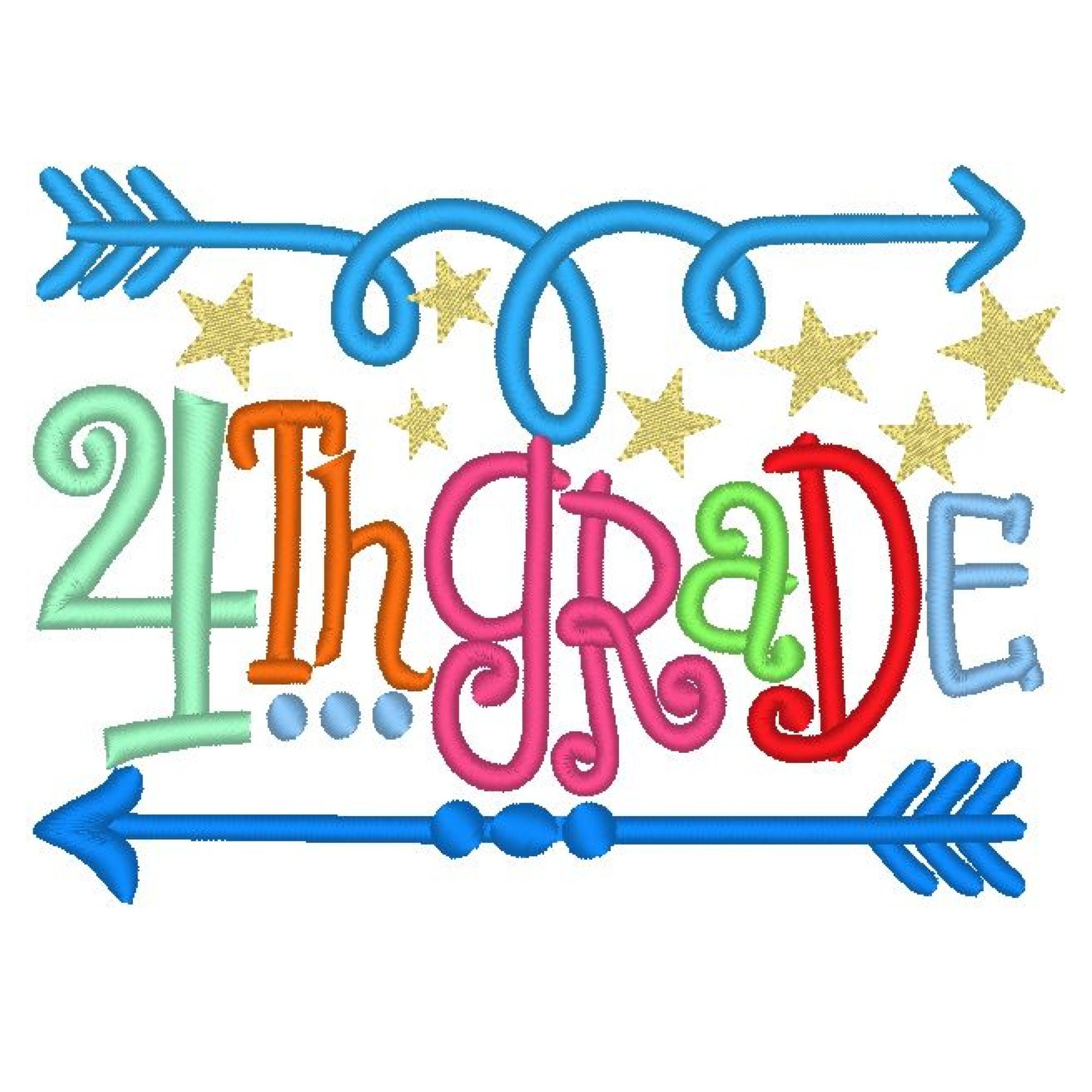 4th Grade School Machine Embroidery design Digital Download | Etsy