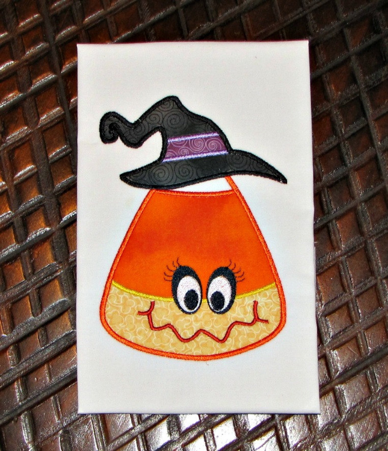 Halloween Candy Corn Applique Design With Witch Hat, Digital Download ...
