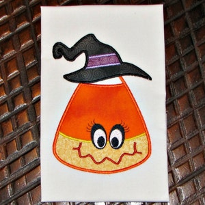 Halloween Candy Corn Applique Design With Witch Hat, Digital Download ...
