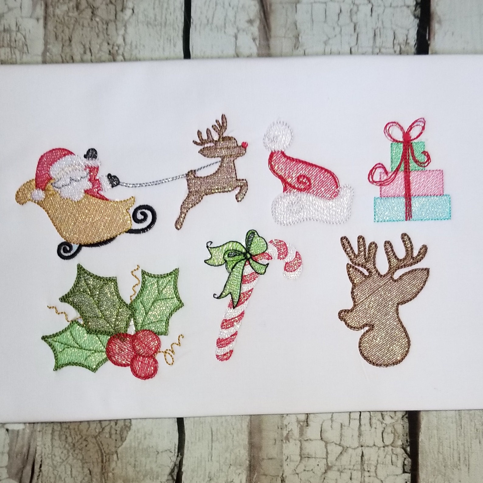 Mylar Embroidery Christmas Set, Mylar Applique, Christmas Embroidery ...