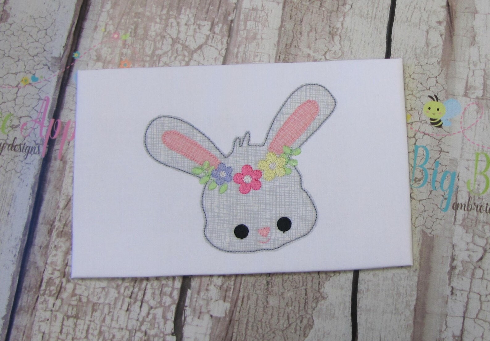 Easter Bunny Applique Design With Flowers for Machine Embroidery D - Etsy