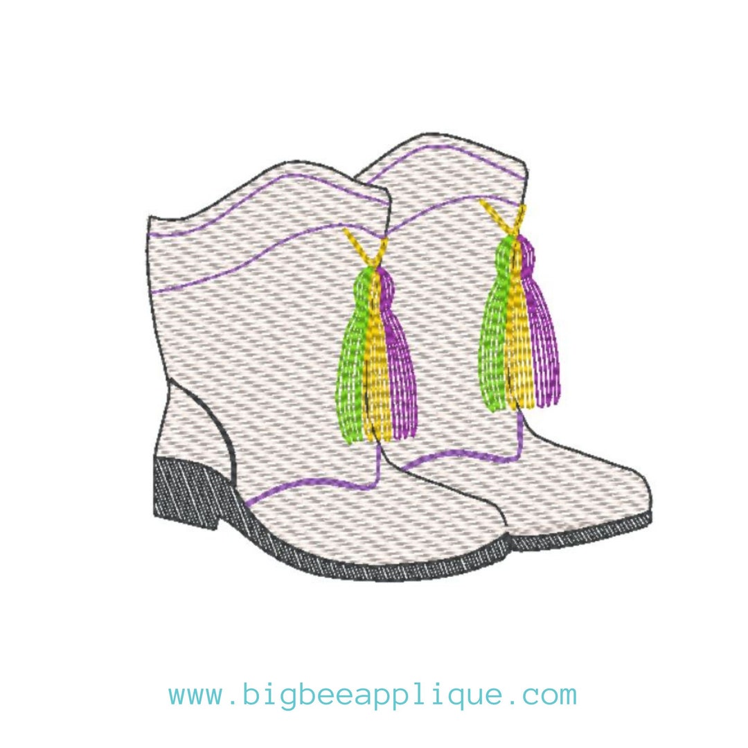 Mardi Gras Marching Boots Machine Embroidery Design, Majorette Boots ...