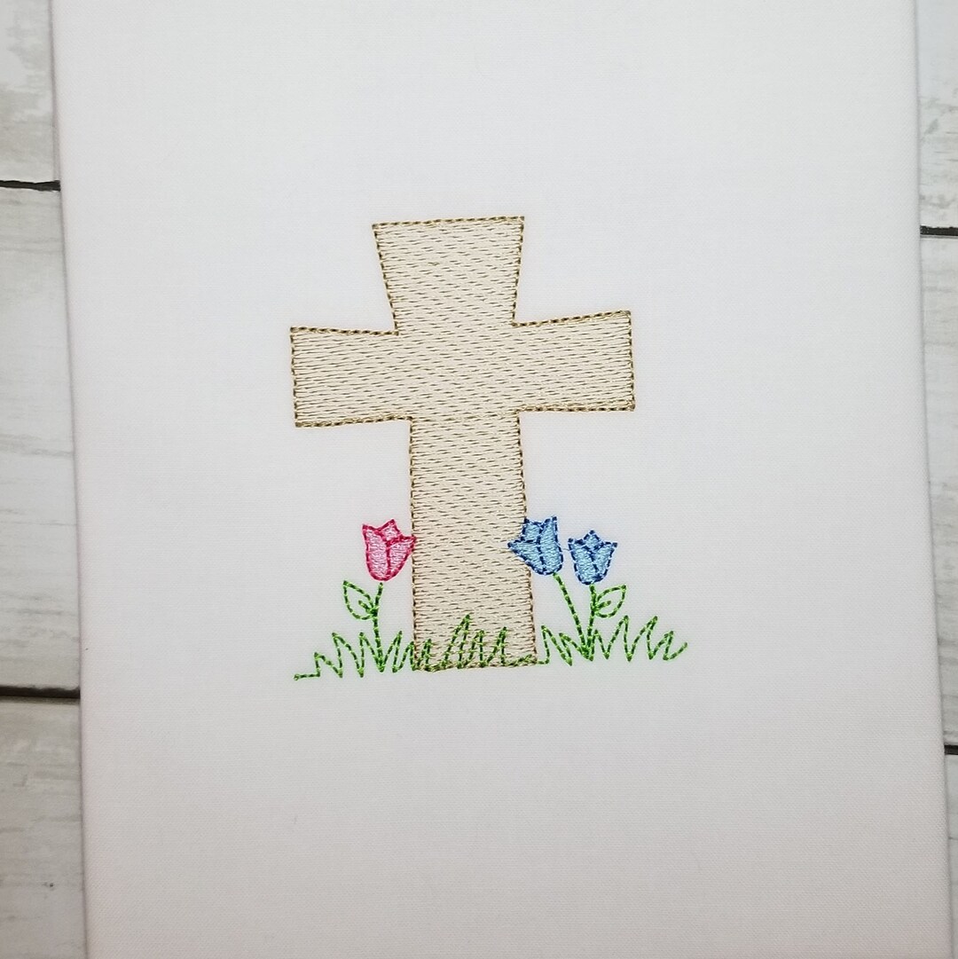 Cross Machine Embroidery Design for Easter and Sring With Flowers in ...
