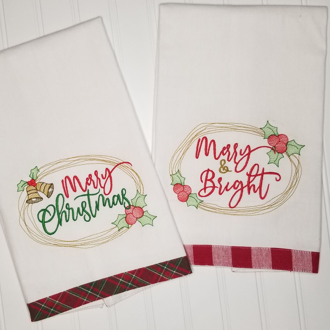 Christmas Frame Machine Embroidery Design Set, Holly Embroidery, Merry ...