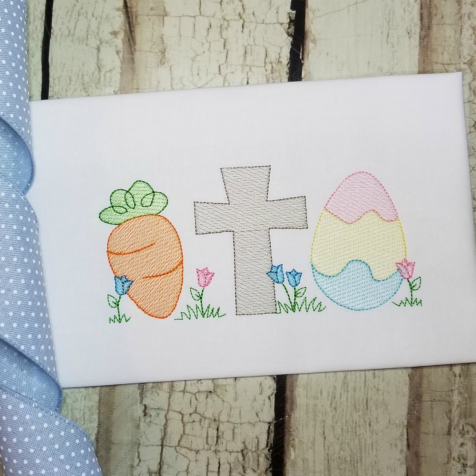 Easter Cross Machine Embroidery Design With Carrot and Egg Sketch ...