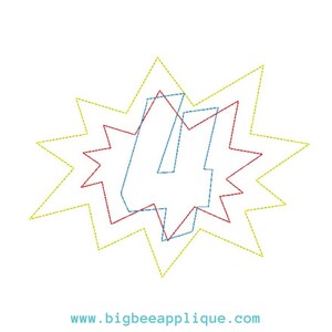 Superhero Number 4 Machine Applique Design, Superhero Birthday ...