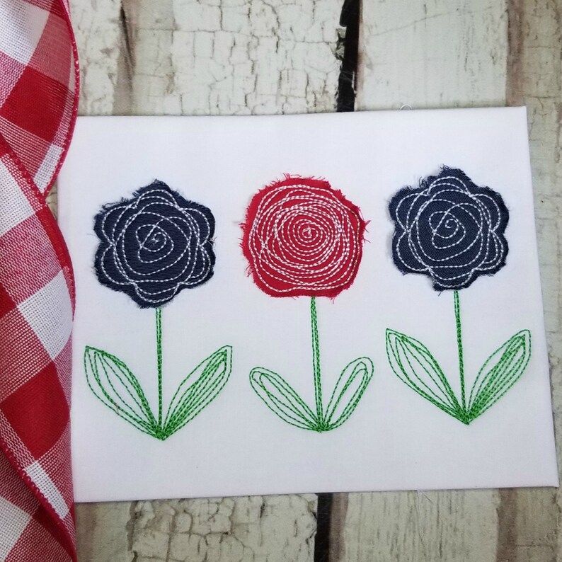 Scribble Flower Trio Machine Applique Embroidery Design - Etsy