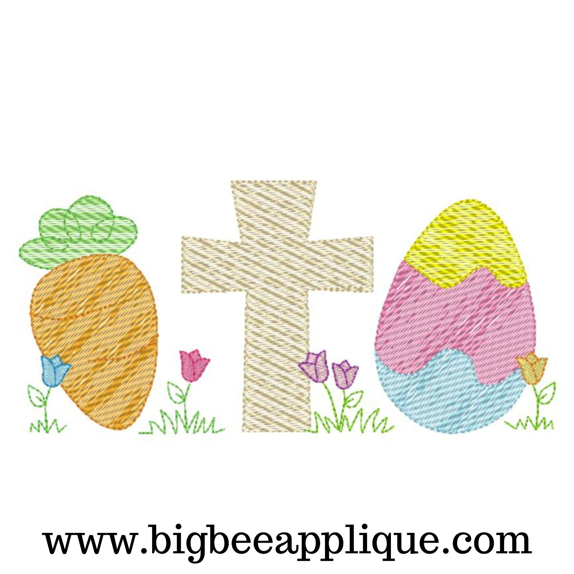 Easter Cross Machine Embroidery Design Easter Sketch - Etsy