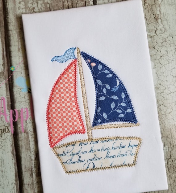 Sailboat Machine Applique Design Summer Applique with Motif | Etsy
