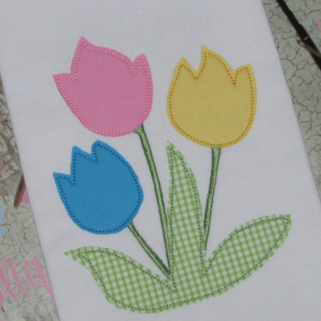 Tulips Machine Applique Design, Spring Flower Embroidery - Etsy