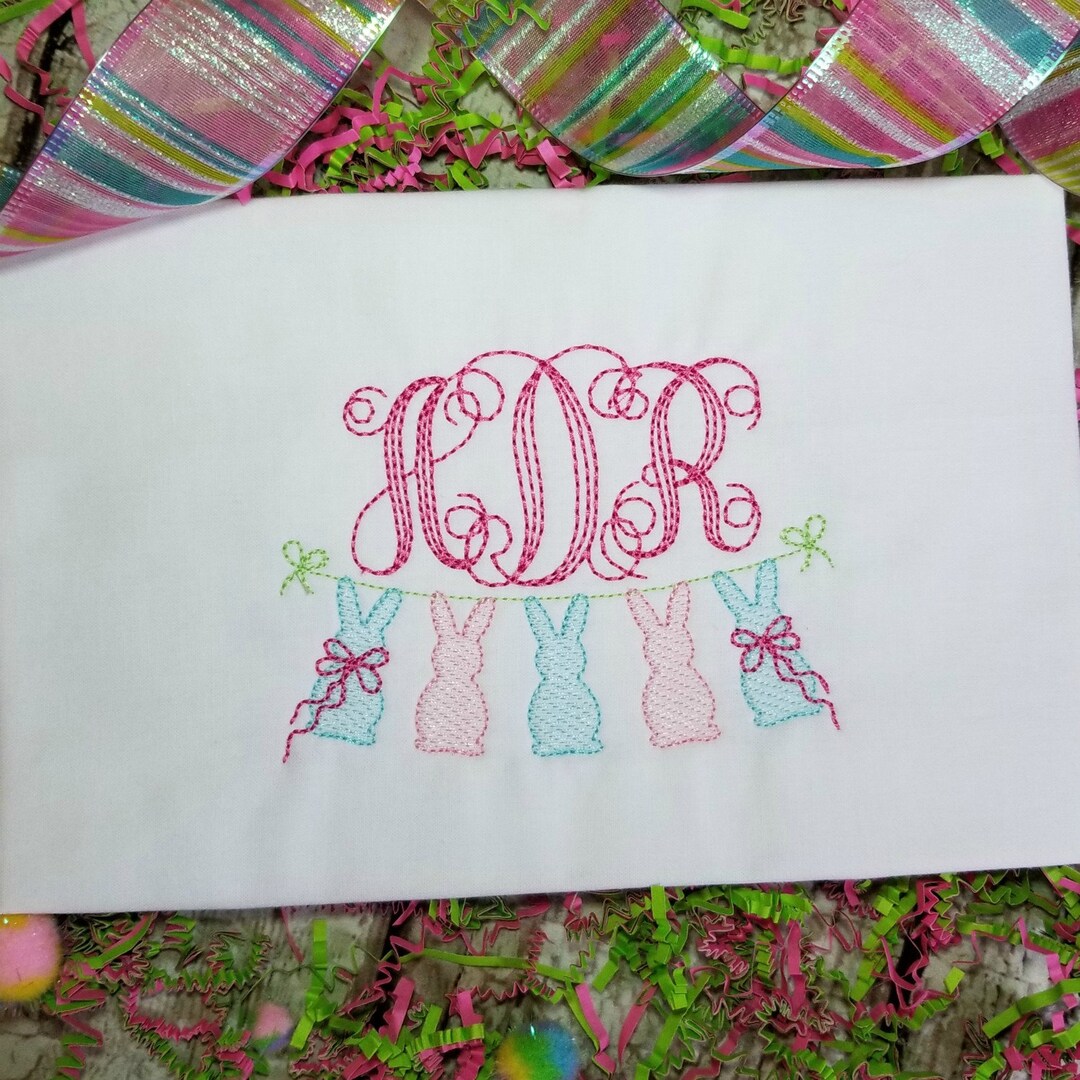 Easter Bunny Machine Embroidery Design, Easter Monogram Frame Sketch ...