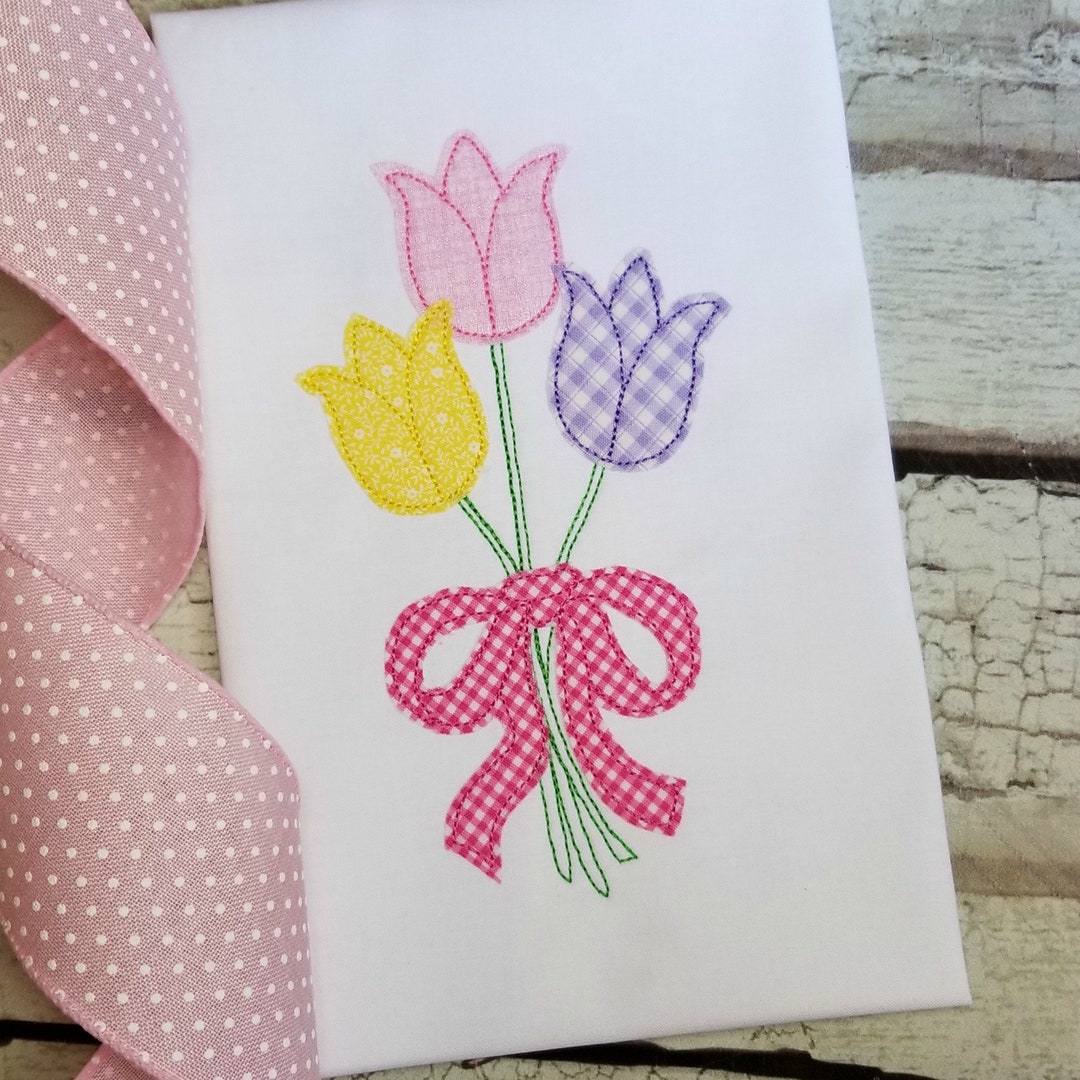 Flower Bouquet Machine Applique Design, Tulips Applique Design - Etsy
