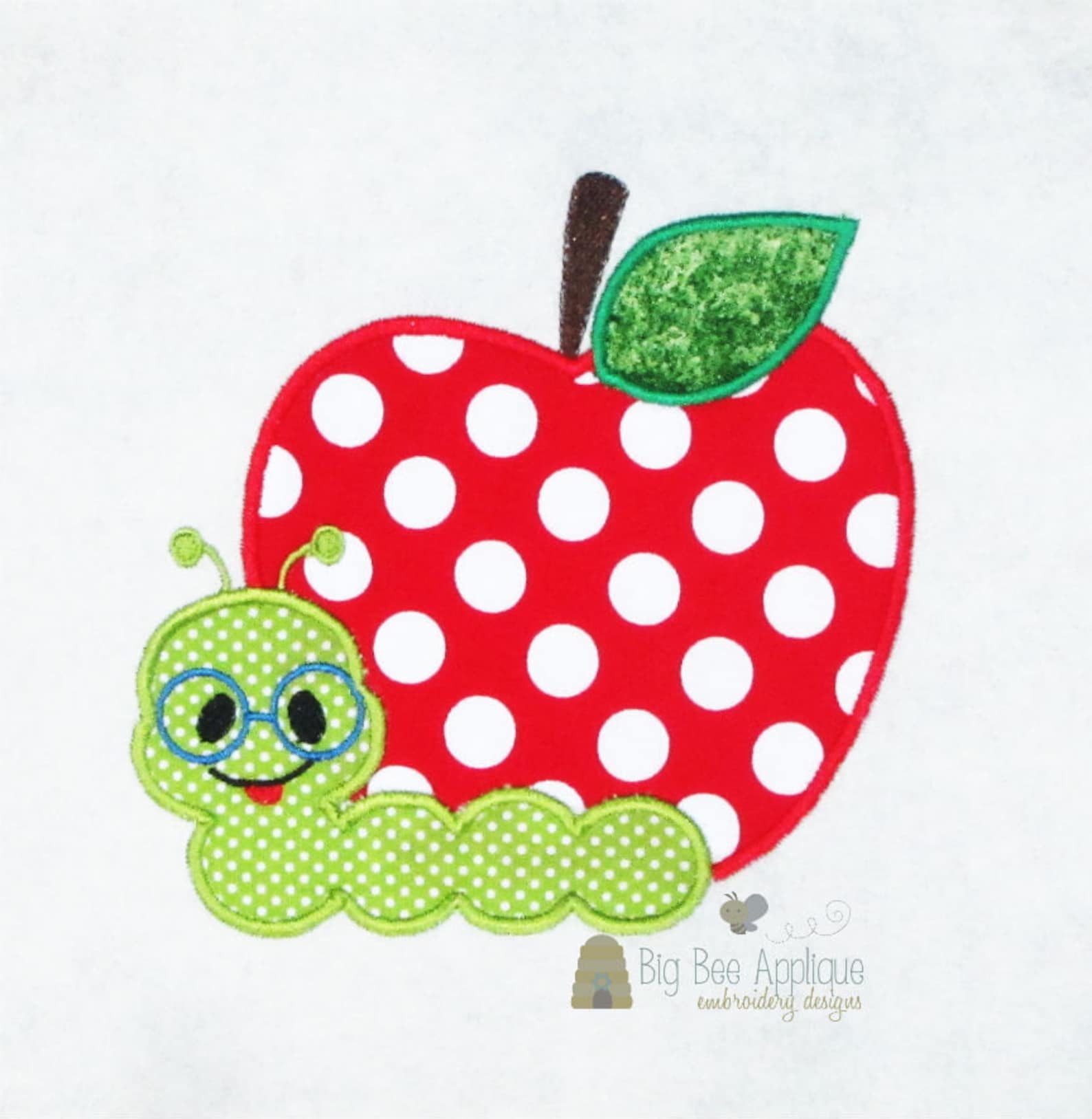 Apple Machine Applique Design, Back to School Applique Design, Worm ...