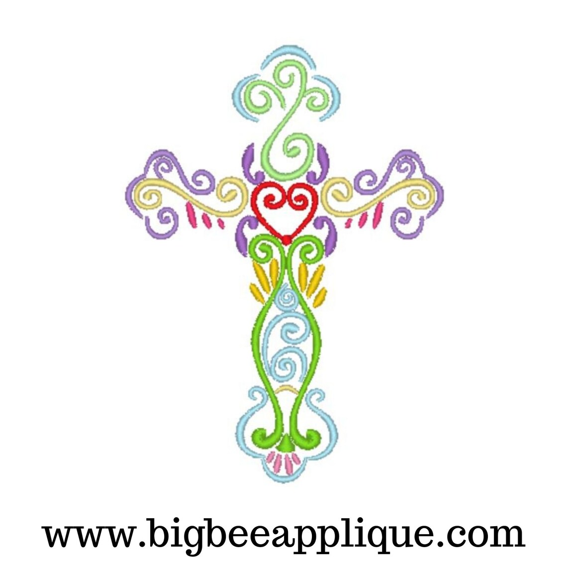 Swirly Cross Machine Embroidery Design Christian Embroidery | Etsy