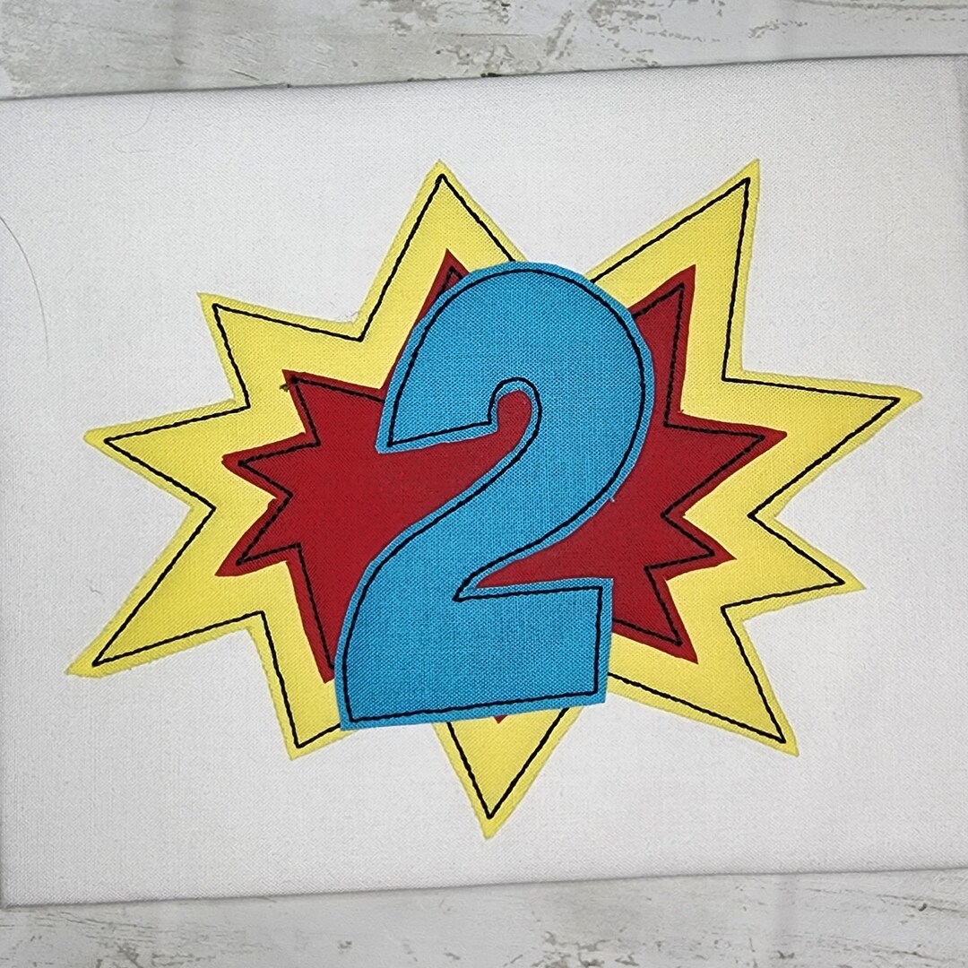 Superhero Birthday Number 2 Applique Design - Etsy