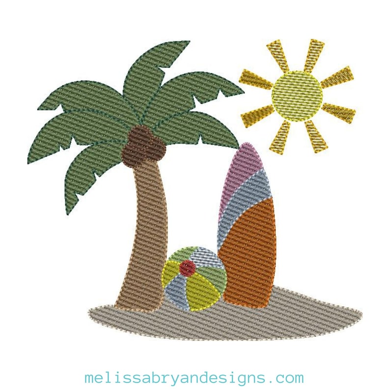 Beach Machine Embroidery Design Summer Embroidery Design - Etsy
