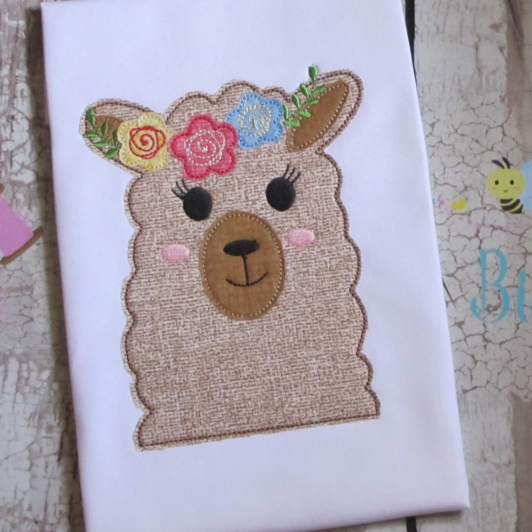 Llama Machine Applique Design, Floral Llama Embroidery Applique Design ...