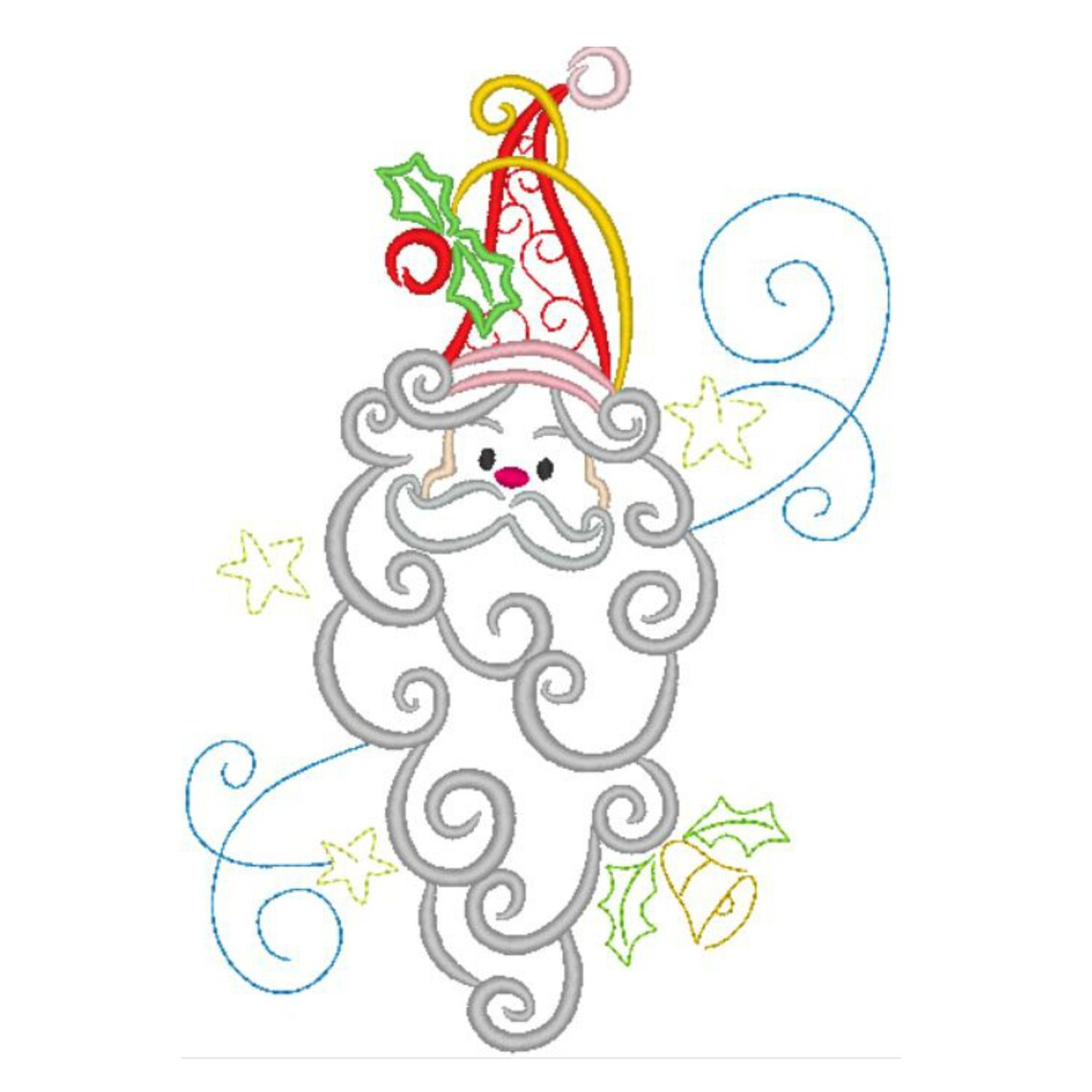 Swirly Santa Claus Machine Embroidery Design, Christmas Embroidery ...