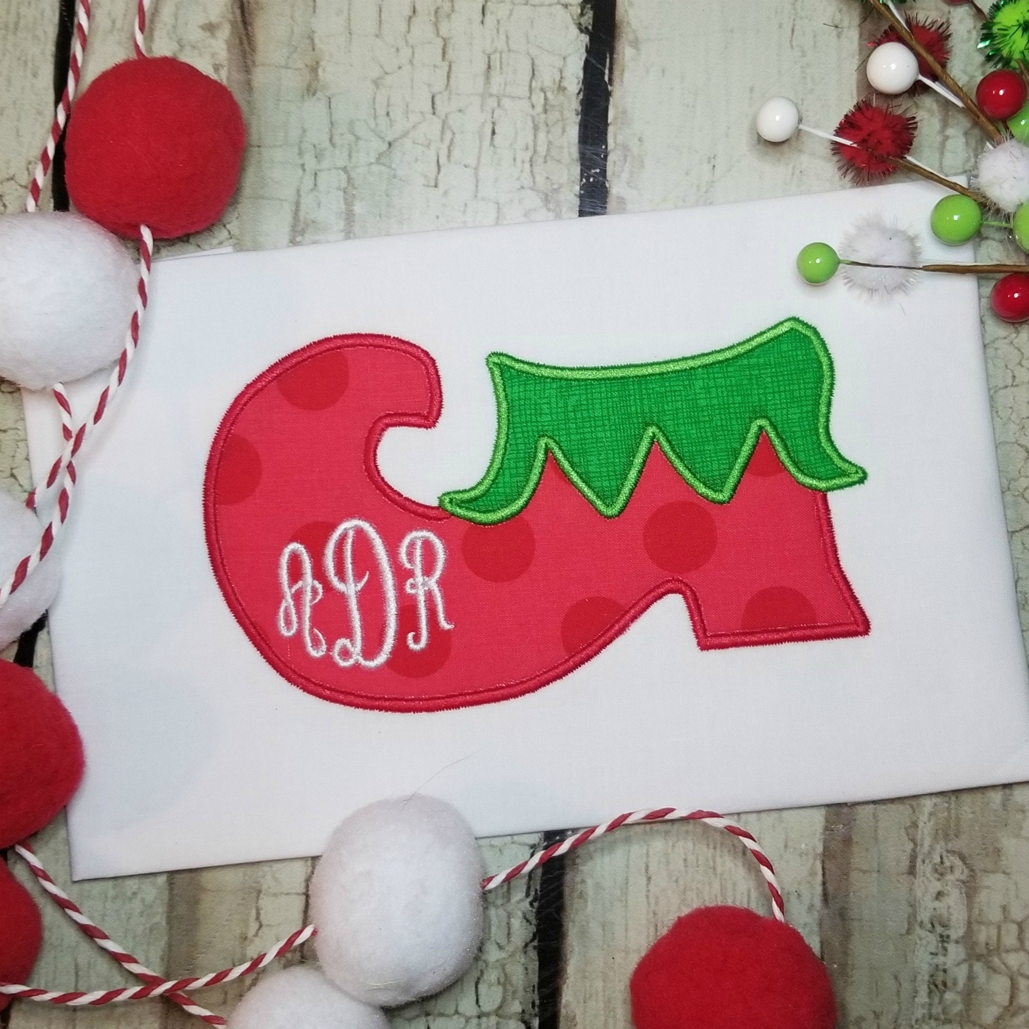 Elf Shoe Machine Applique Design Christmas Embroidery Design | Etsy