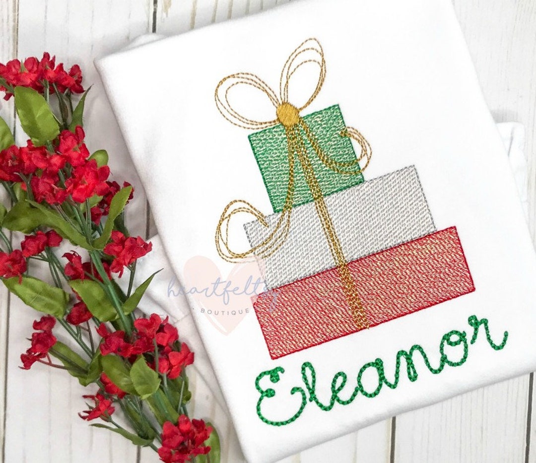 Christmas Present Embroidery Design, Machine Applique Design - Etsy