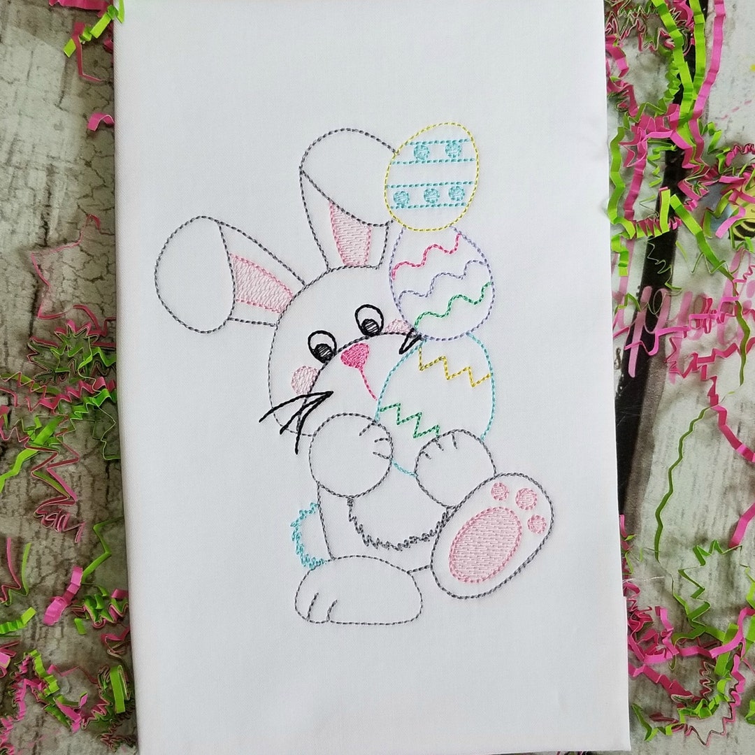 Easter Bunny Machine Embroidery Design Vintage Stitch for Spring - Etsy