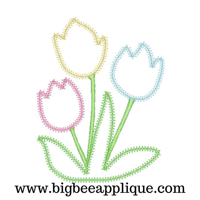 Tulips Machine Applique Design Spring Applique Design Flower | Etsy