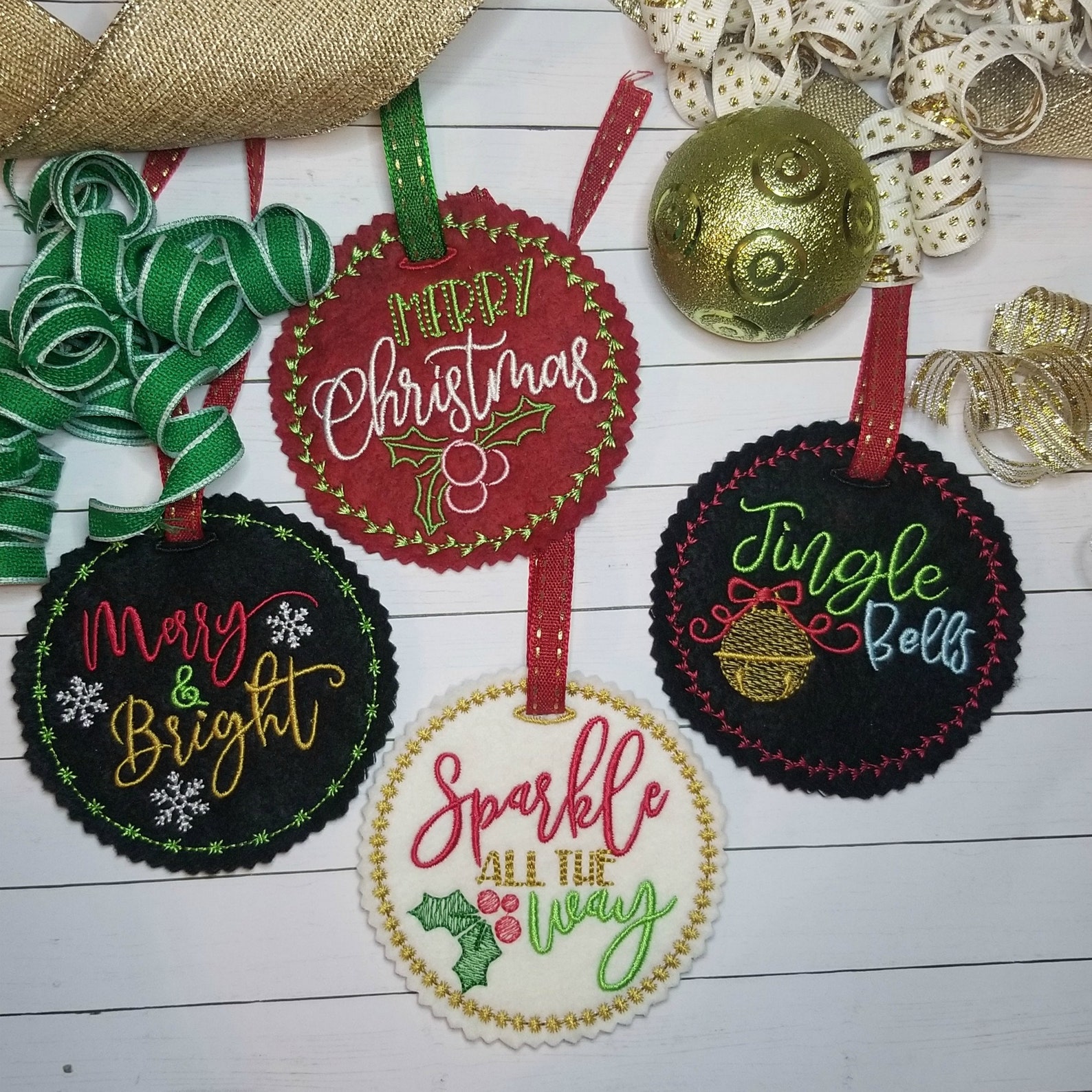 In the Hoop Christmas Gift Tag Embroidery Set of 4 for Machine | Etsy