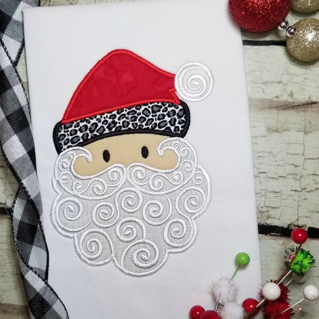 Swirly Santa Machine Applique Design, Christmas Embroidery Applique ...