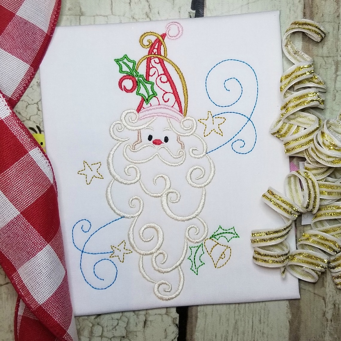 Swirly Santa Claus Machine Embroidery Design, Christmas Embroidery ...