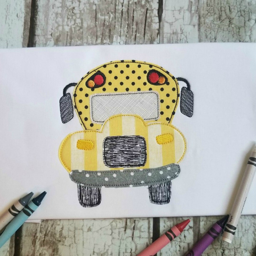 Back to School Bus Machine Applique Design, Digital Download - Etsy