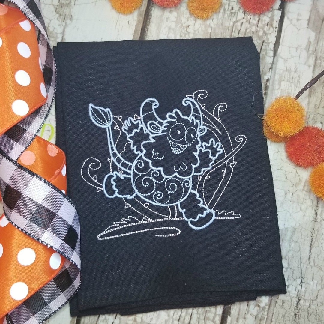 Halloween Machine Embroidery Design, Cute Monster Embroidery Design - Etsy