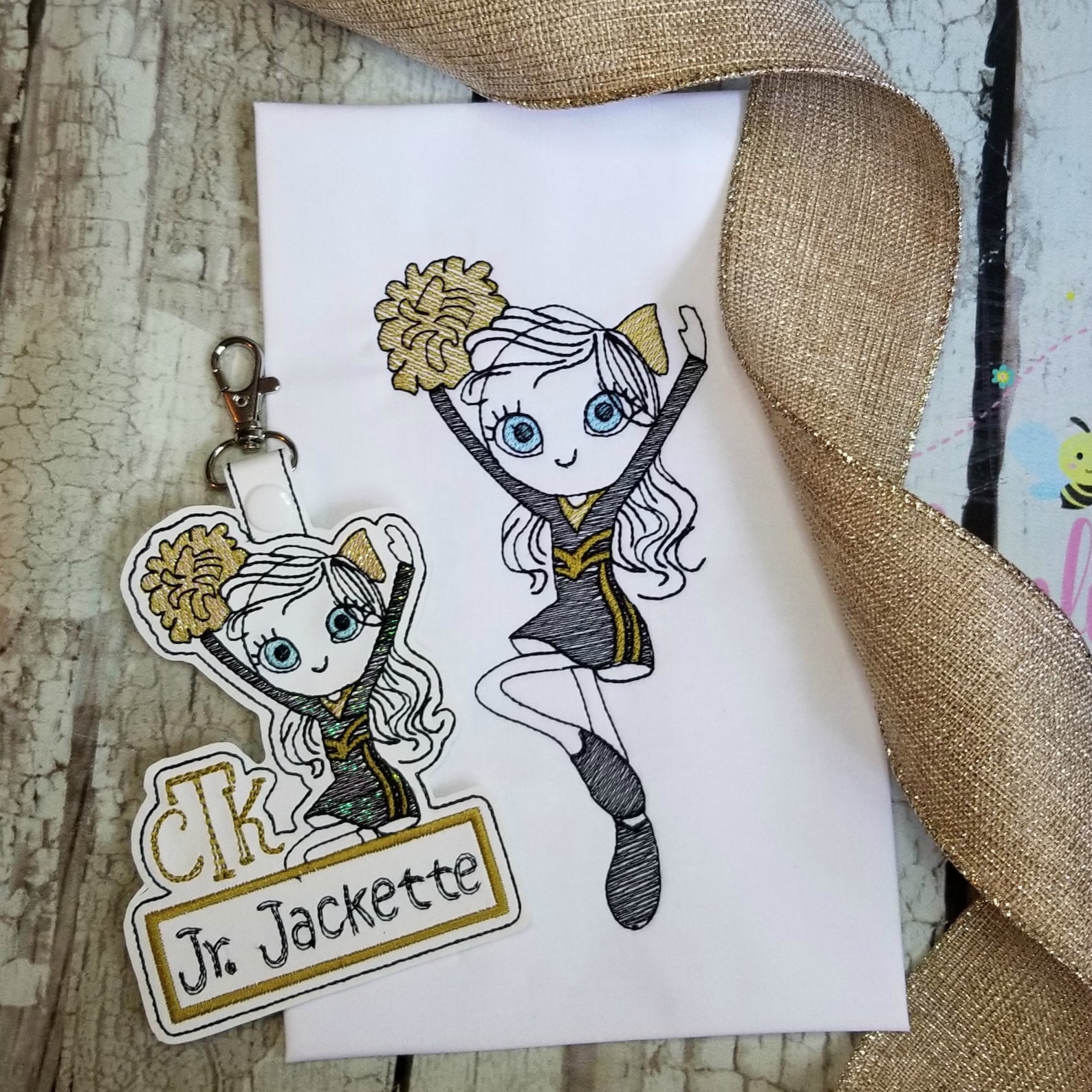 Cheerleader Snap Tab Embroidery Design Set, Dance Embroidery Design, in ...