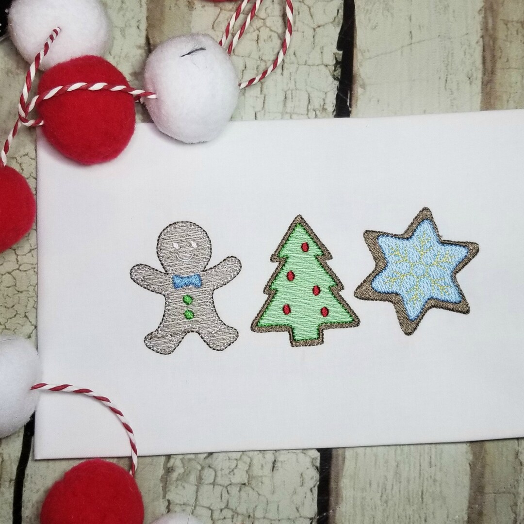 Christmas Cookie Trio Machine Embroidery Design, Gingerbread Boy Sketch ...